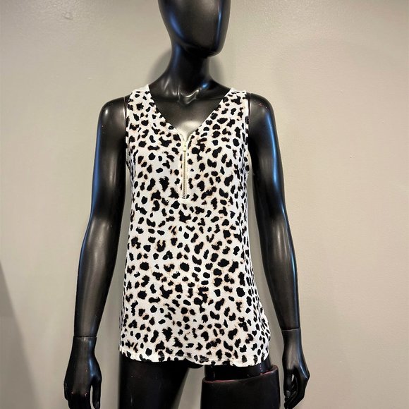 Express | Tops | 21 Express Womens Leopard Print Sleeveless Blouse ...